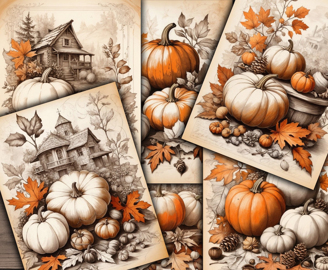 Fall Digital Papers, Fall Junk Journal, Digital Fall Paper Download ...