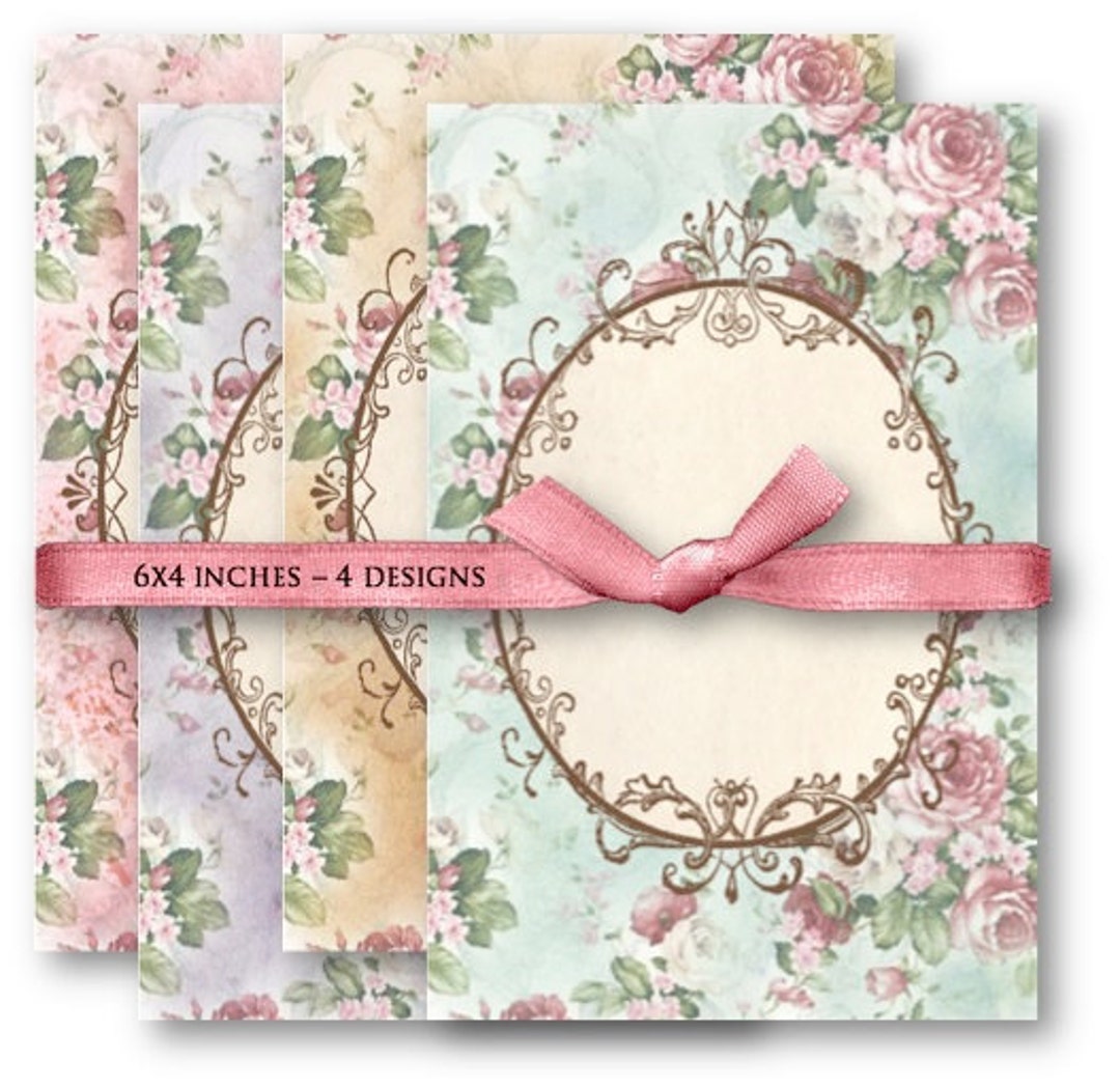 DIGITAL Pink Roses Frame Backgrounds - Digital Collage Sheet Download ...