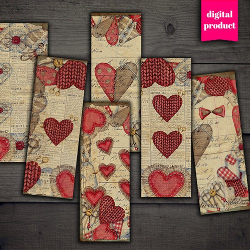 DIGITAL Vintage Valentine's Bookmarks Printable - Etsy