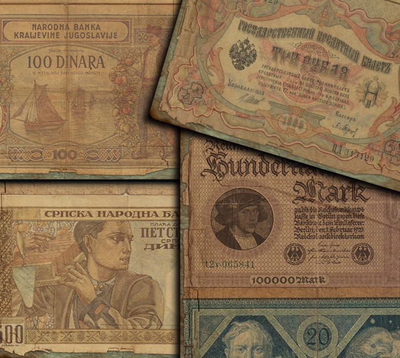 DIGITAL Vintage Money Printable Antique Banknotes Junk - Etsy