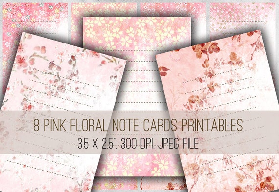 DIGITAL Pink Floral Journaling Tags Digital Collage Sheet | Etsy