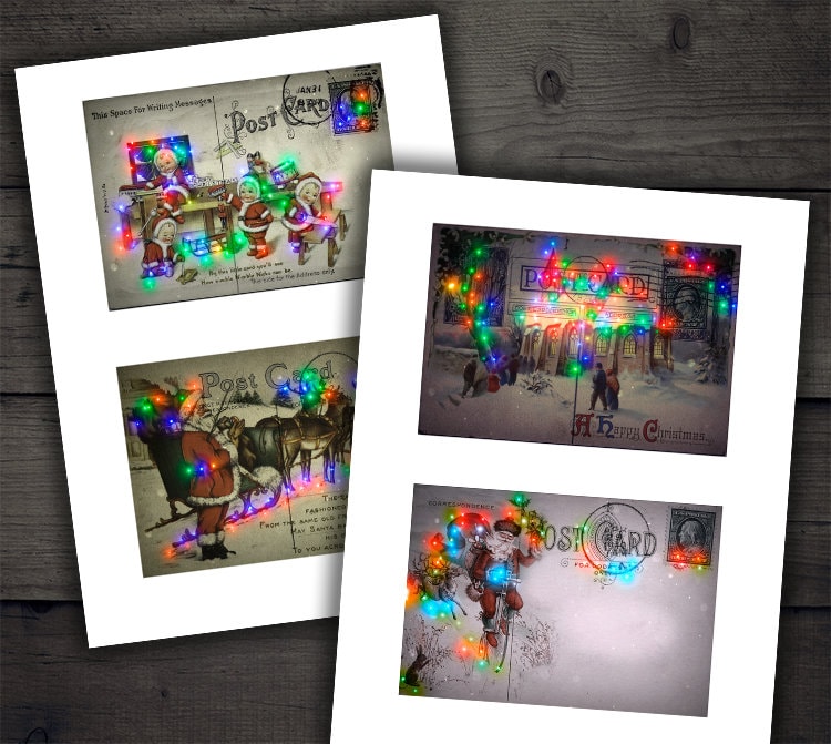 DIGITAL Christmas Lights Postcards Digital Collage Sheet - Etsy