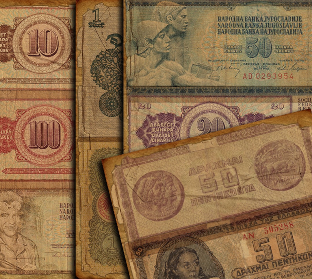 DIGITAL Vintage Old Money - Antique Banknotes - Printable Junk Journal ...