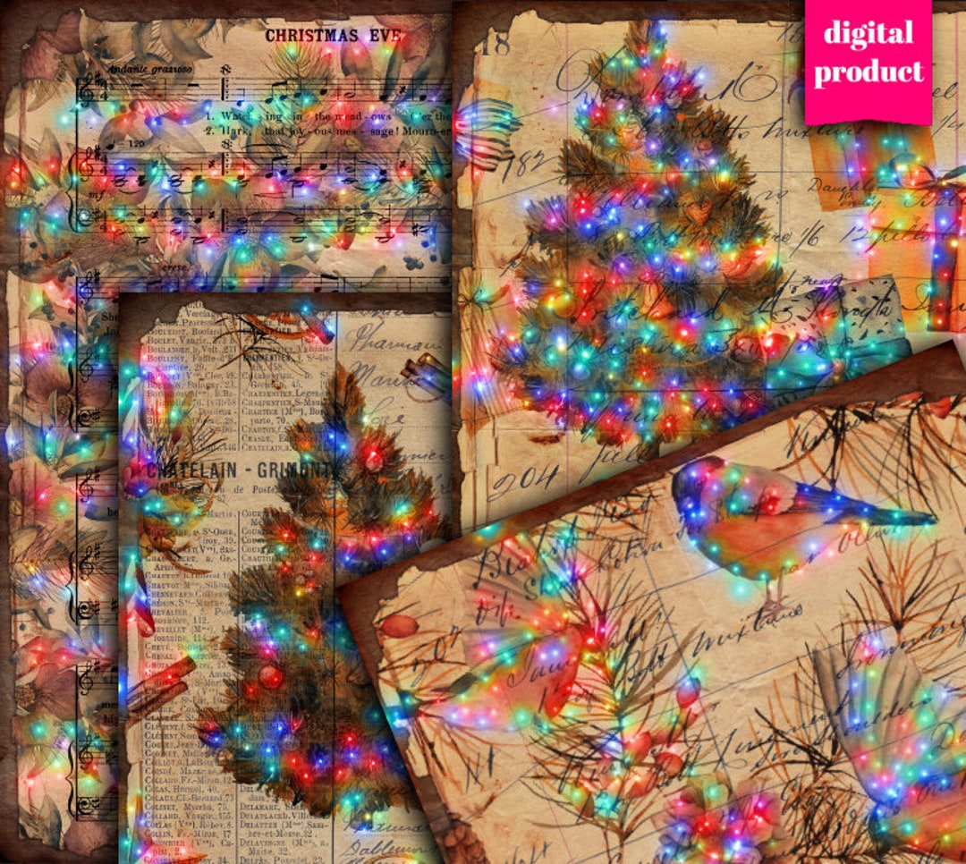 DIGITAL Christmas Lights Printable Junk Journal Ephemera - Christmas ...