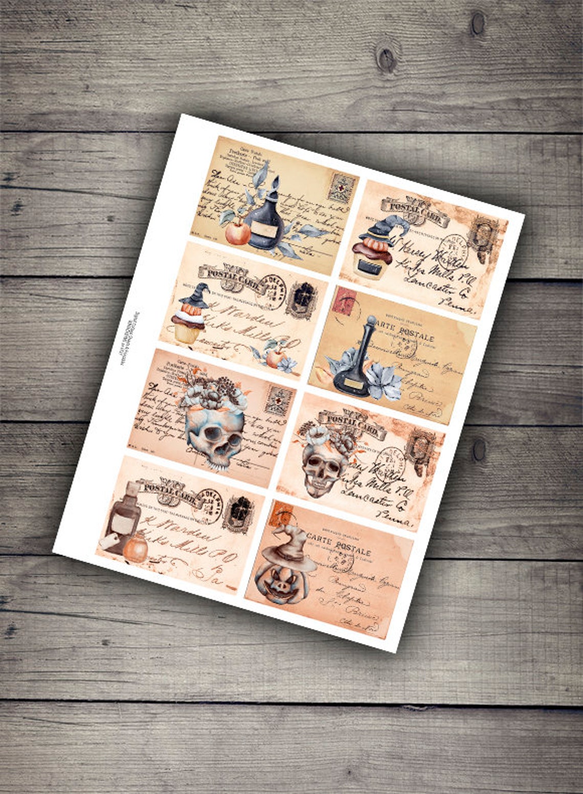 DIGITAL Vintage Halloween Postcards Digital Collage Sheet | Etsy