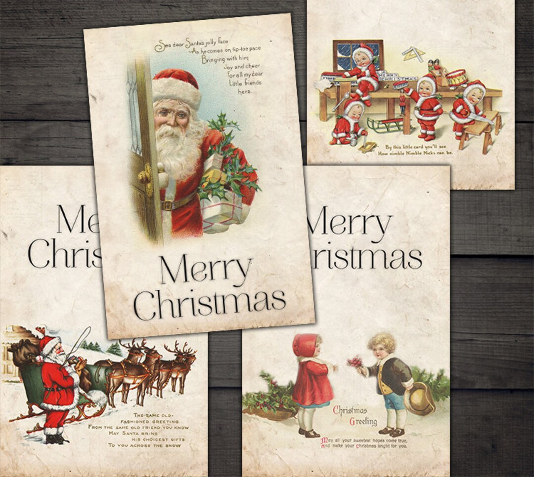 Printable Vintage Christmas Cards: Digital Download (PDF & JPEG) - Etsy