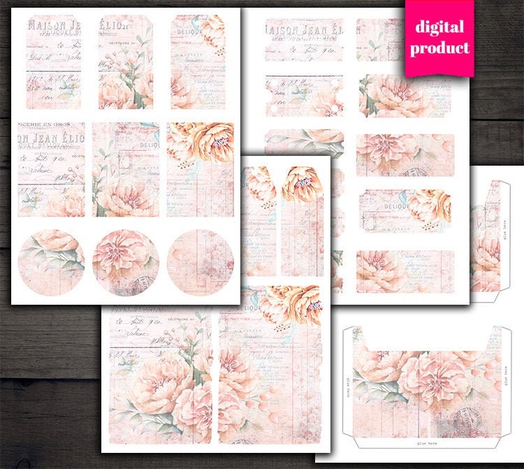 DIGITAL Floral Junk Journal Kit Download Printable Floral - Etsy