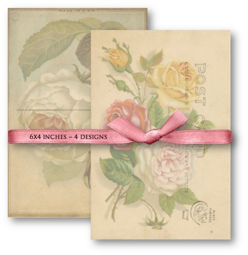 DIGITAL Roses Postcards Digital Collage Sheet Download 710 | Etsy