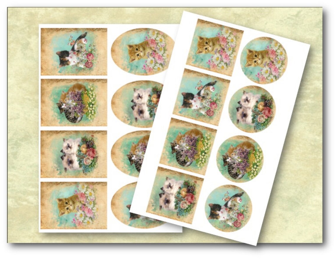 DIGITAL Cats and Kittens Paper Kit Digital Collage Sheet - Etsy