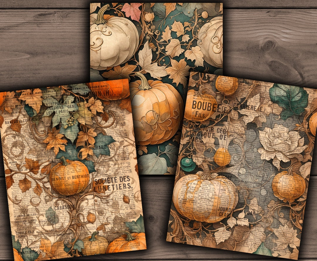 Fall Digital Papers, Digital Fall Pattern Papers, Vintage Grunge ...