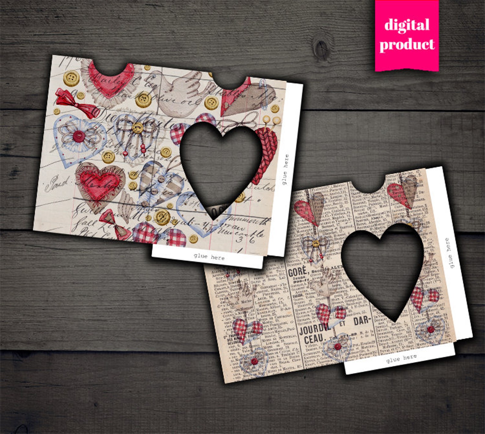 DIGITAL Vintage Valentines Printable Envelopes Digital | Etsy