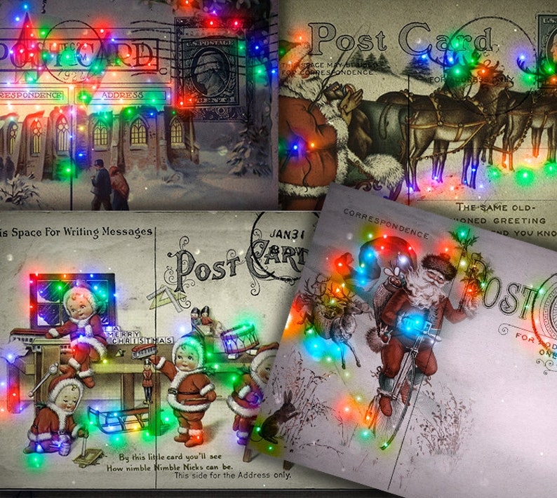 DIGITAL Christmas Lights Postcards Digital Collage Sheet - Etsy