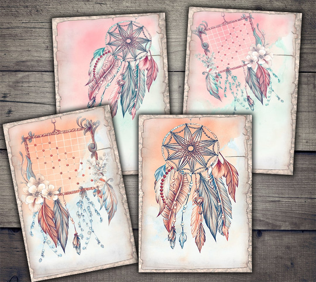 DIGITAL Boho Dreamcatcher Digital Papers - Digital Collage Sheet ...