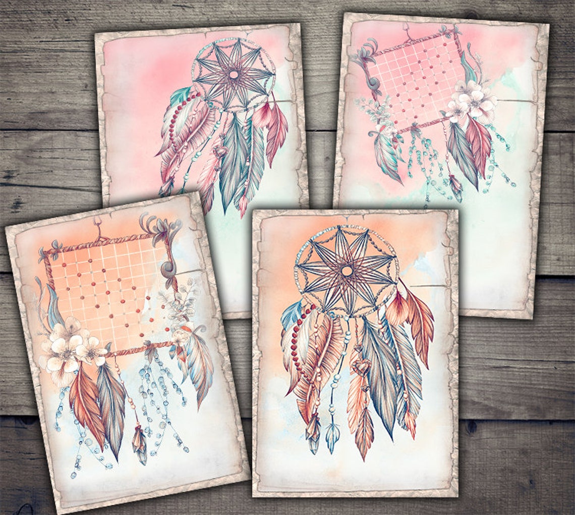 DIGITAL Boho Dreamcatcher Digital Papers Digital Collage - Etsy