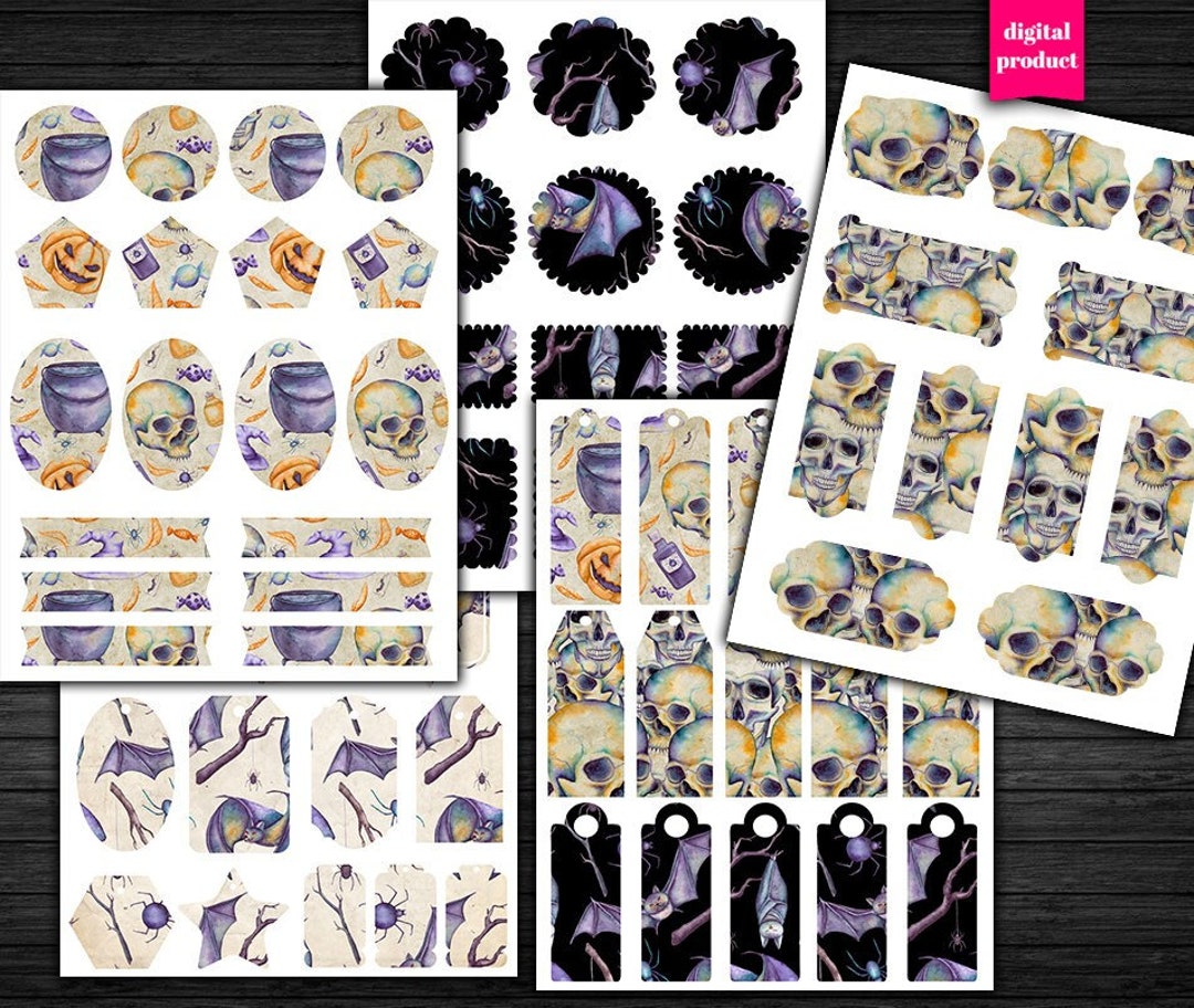 DIGITAL Halloween Stickers - Halloween Labels, Halloween Tags ...
