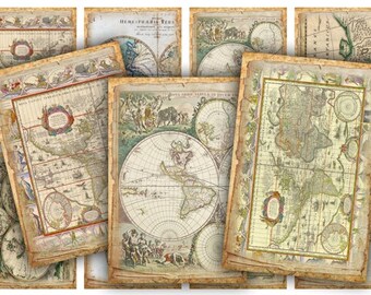 Antique Maps 12x12 Digital Papers antique SEPIA MAPS - Etsy