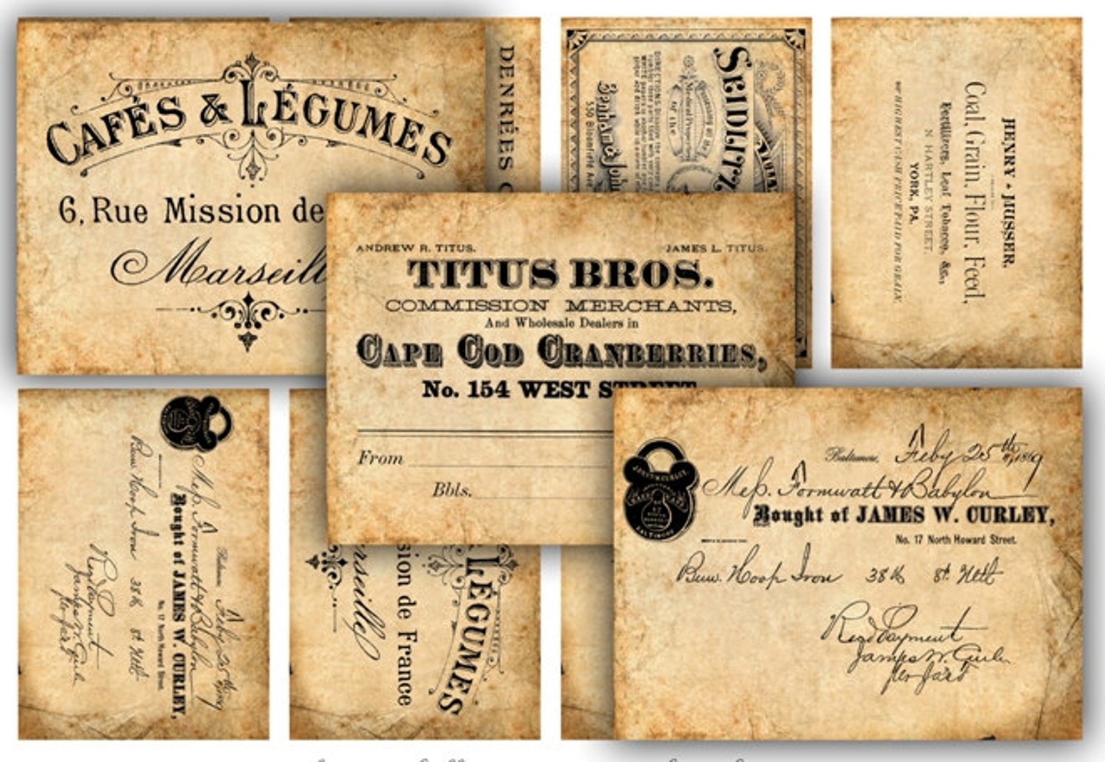 DIGITAL Vintage Ephemera Labels Digital Collage Sheet Download | Etsy