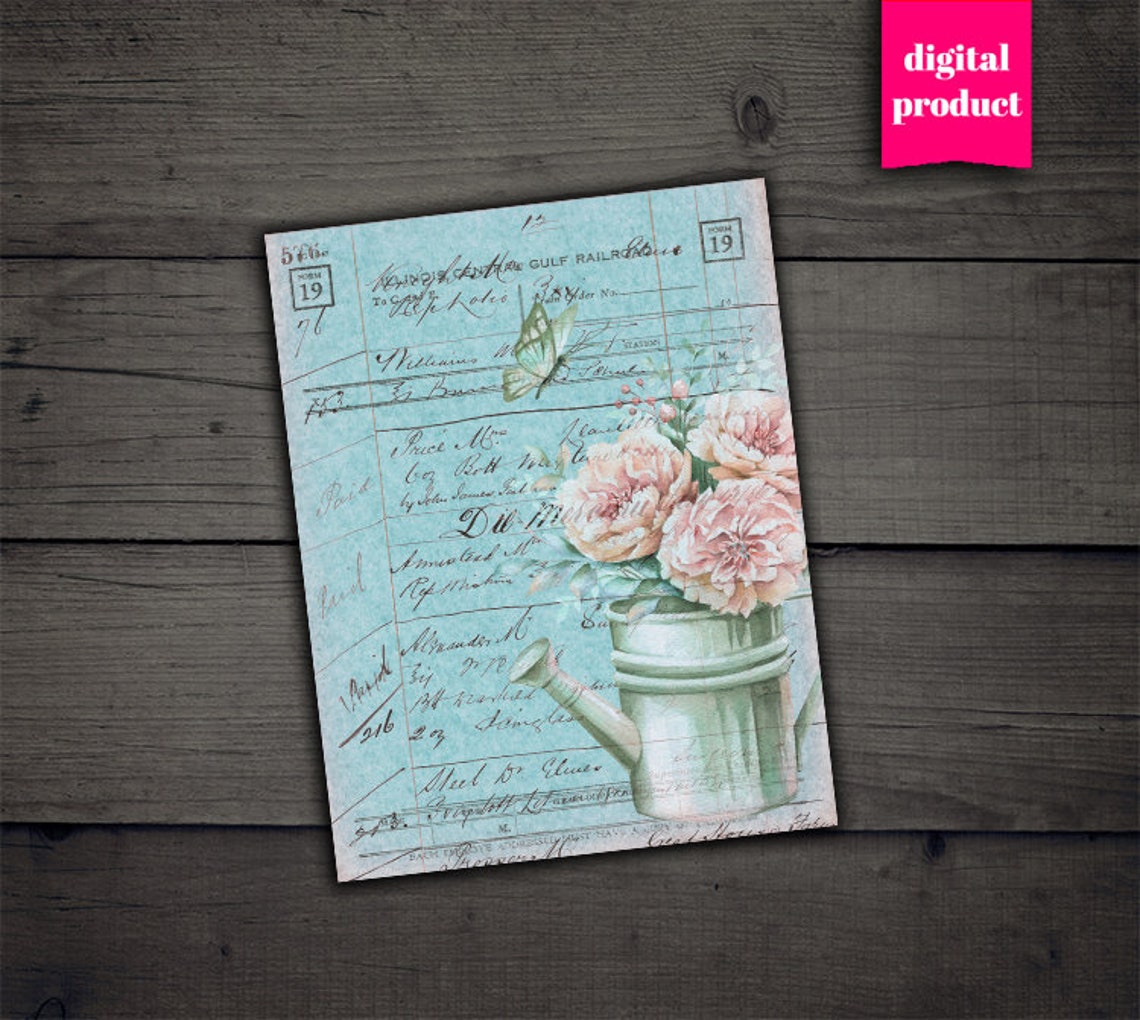 DIGITAL Floral Ephemera Printable Floral Papers Download - Etsy