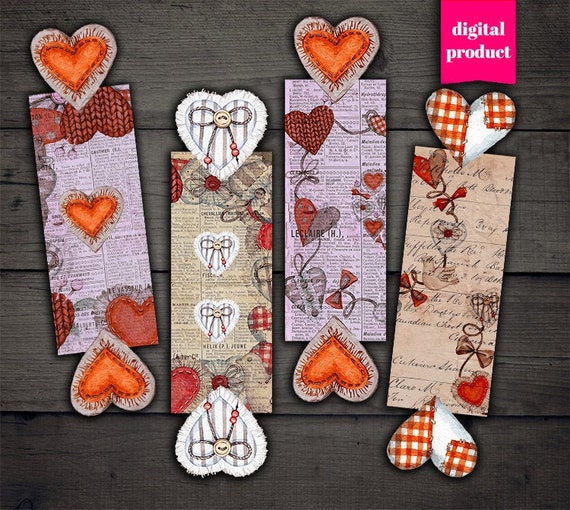 DIGITAL Valentine's Bookmarks Printable Valentines | Etsy