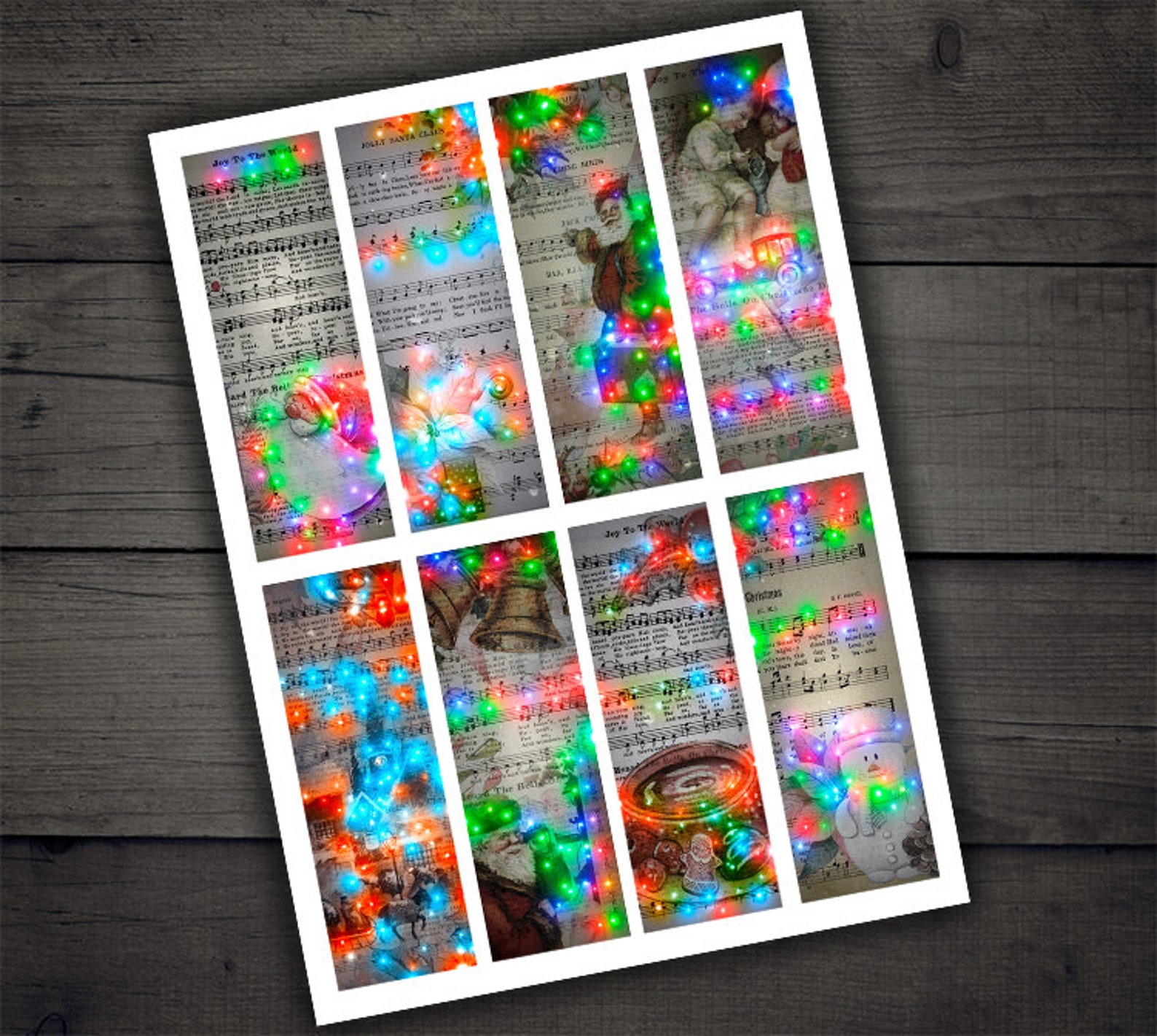 DIGITAL Christmas Lights Bookmarks - Digital Collage Sheet Download - Etsy
