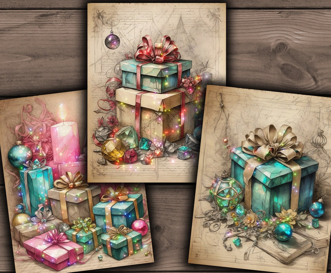 Glowing Christmas Lights Digital Papers, Glowing Christmas Gifts ...