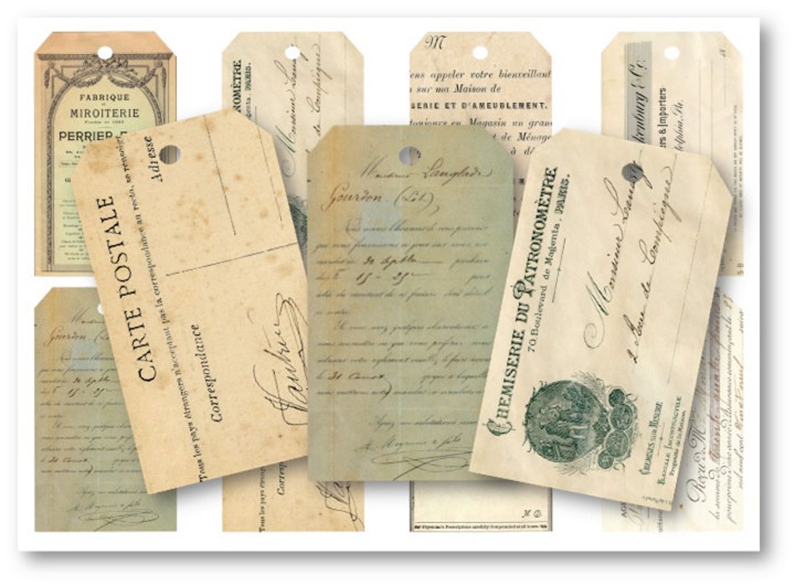 DIGITAL Vintage Ephemera Tags Digital Collage Sheet Download - Etsy