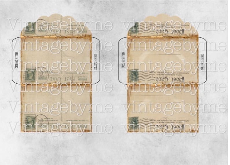 DIGITAL Vintage Postcard Envelopes Digital Collage Sheet Download ...