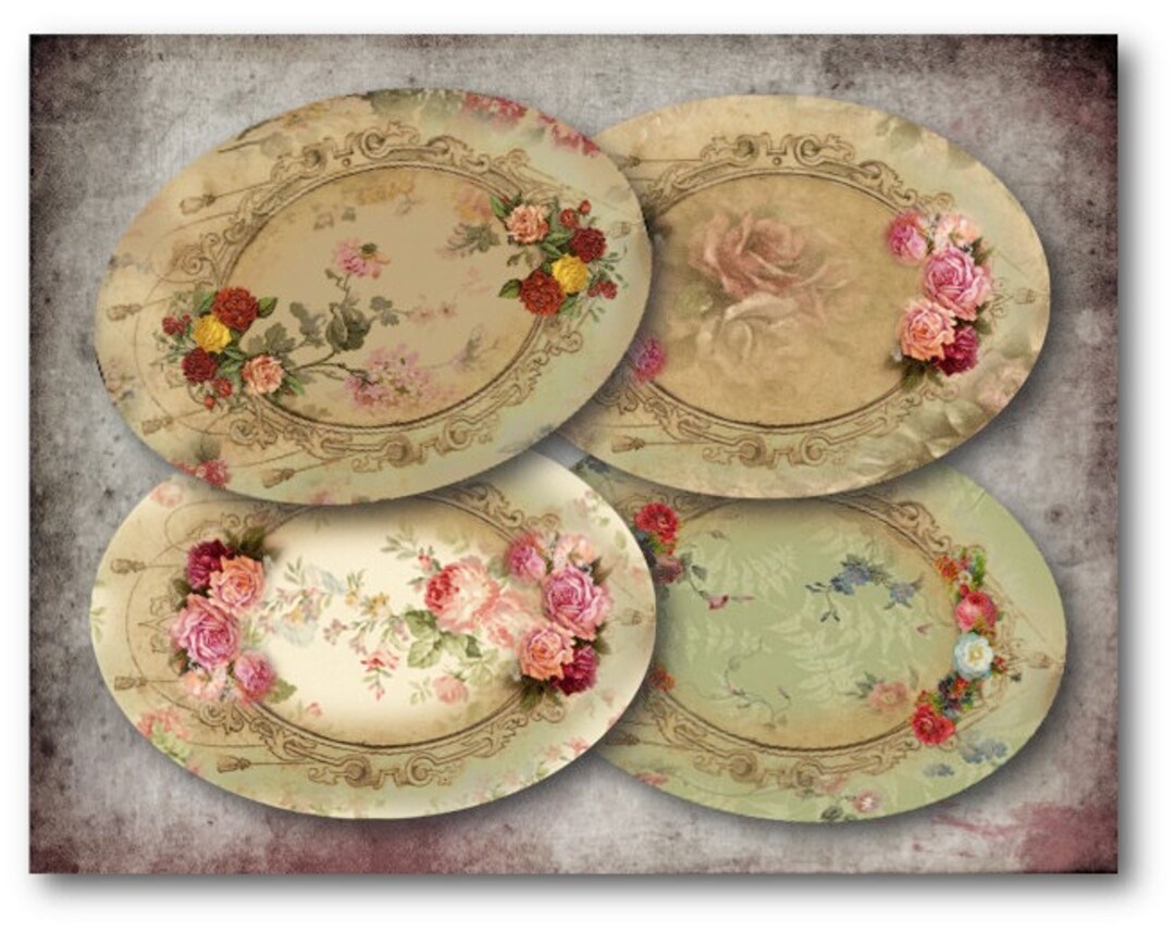 Shabby Chic Rose Labels: Vintage Digital Collage Sheet (digital ...