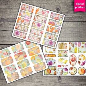 DIGITAL Fall Stickers - Vintage Fall Digital Paper, Fall Labels ...
