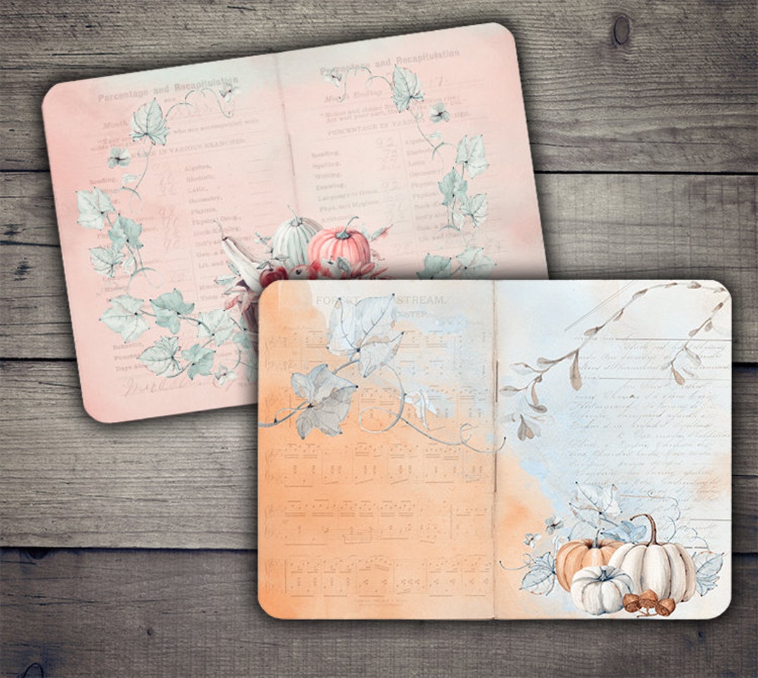 DIGITAL Fall Pumpkins Digital Paper Printable Junk Journal Pages ...
