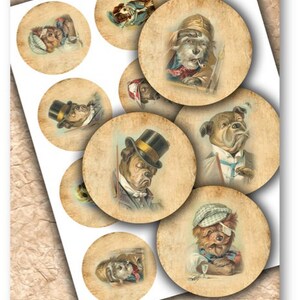 DIGITAL Victorian Dogs 2.5 Inch Circles for Jewelry Pendants - Digital ...