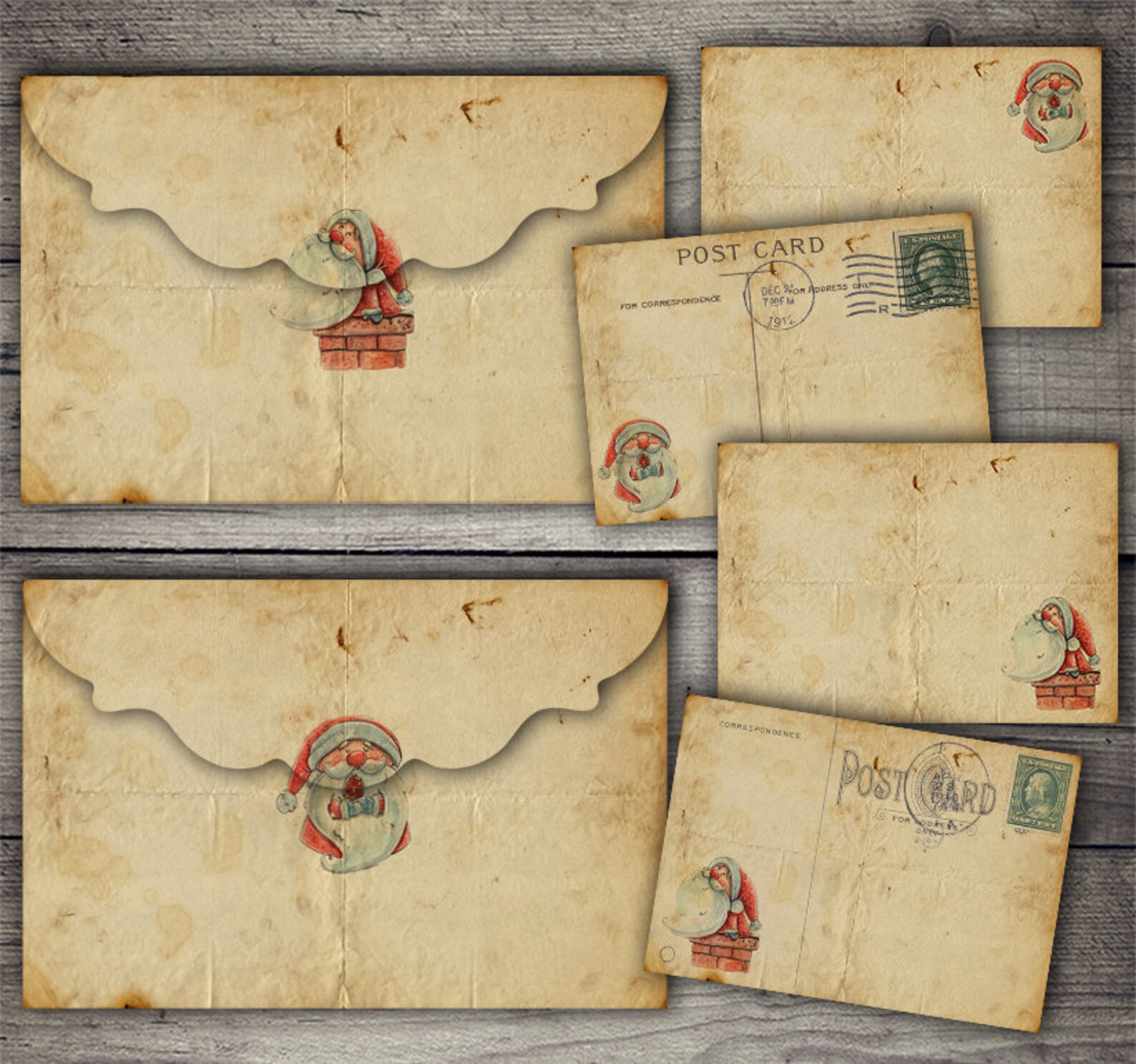 DIGITAL Printable Vintage Christmas Envelopes Digital - Etsy