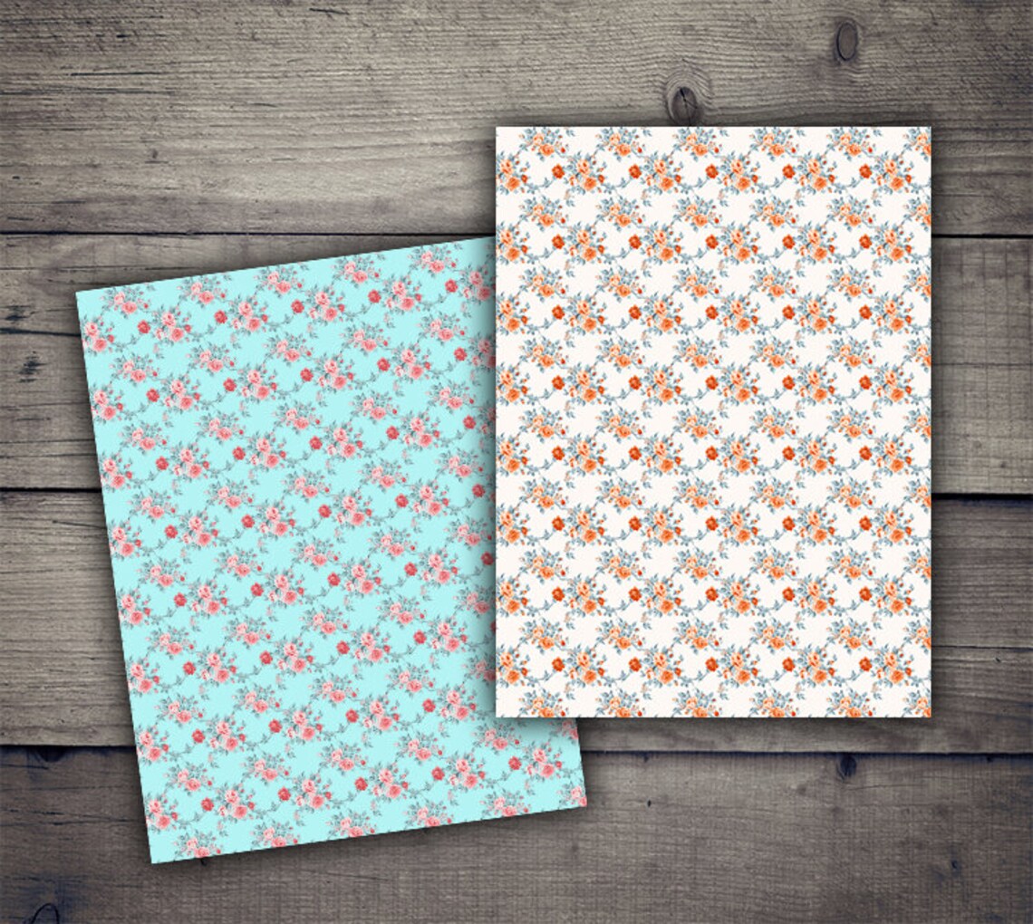 DIGITAL Floral Backgrounds - Digital Paper Printables - Etsy