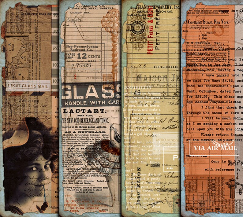 DIGITAL Vintage Grunge Ephemera Digital Collage Sheet - Etsy