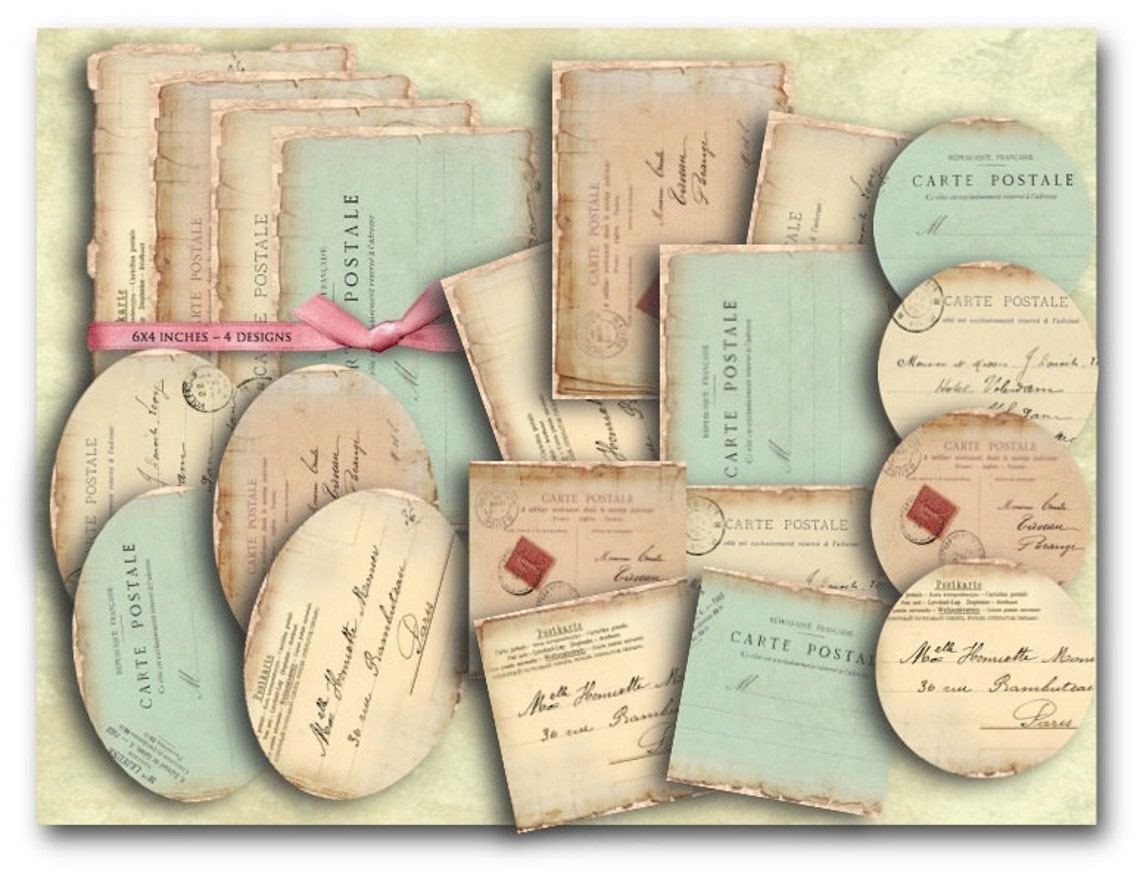 DIGITAL Carte Postale Postcards Kit Digital Collage Sheet - Etsy
