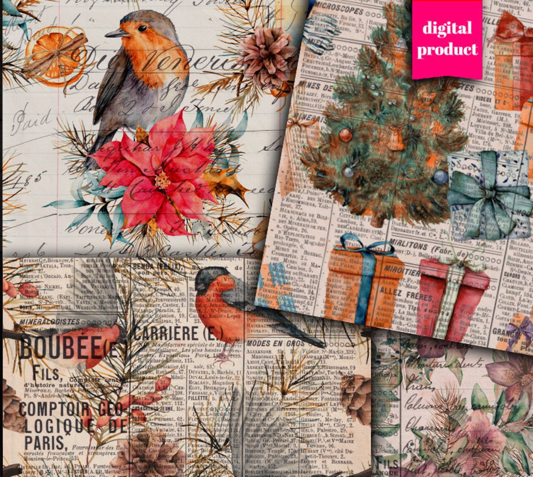 DIGITAL Christmas Junk Journal Ephemera - Digital Christmas Papers ...