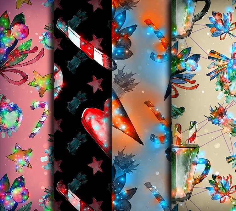 DIGITAL Glowing Christmas Lights Digital Paper Download - Etsy