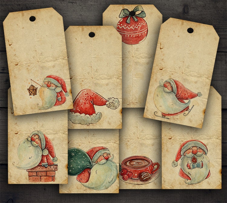 DIGITAL Printable Vintage Christmas Gift Tags Digital - Etsy