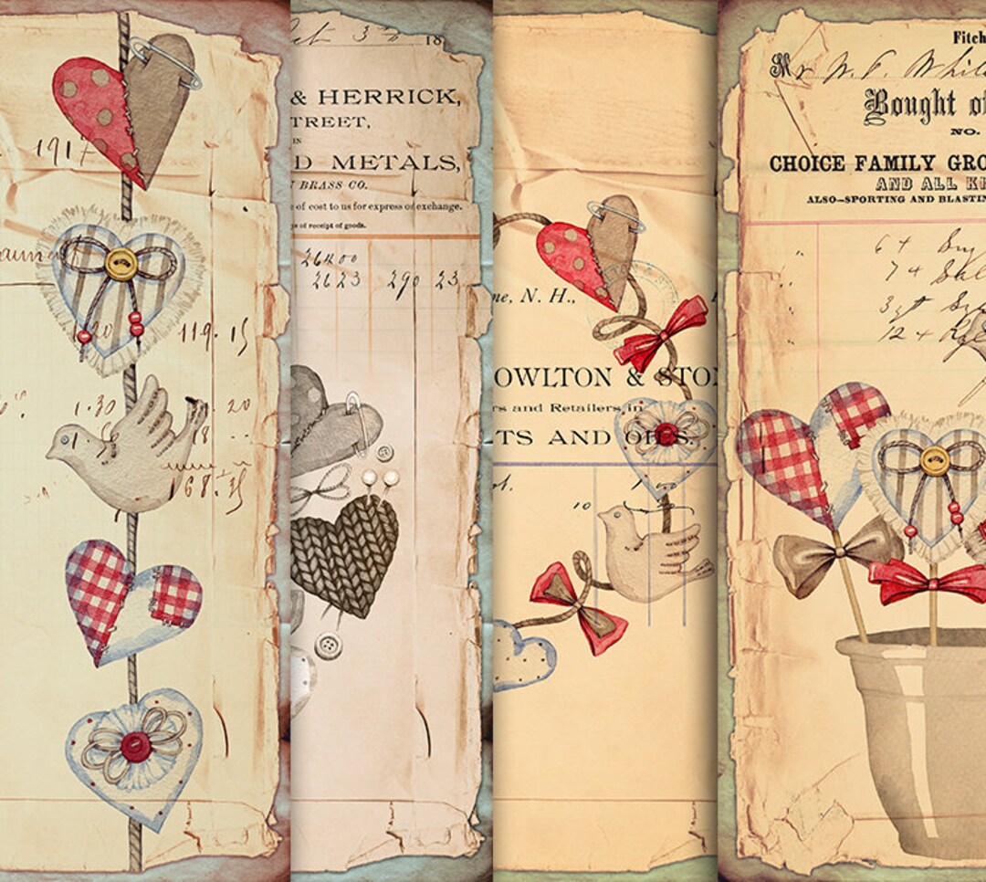 DIGITAL Vintage Valentines Junk Journal Ephemera - Digital Collage ...