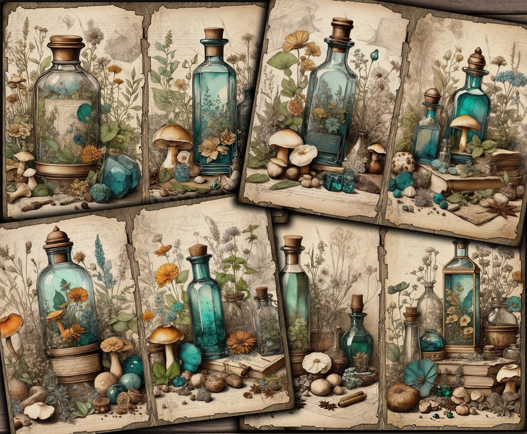 Green Witch Apothecary Grimoire Pages: Vintage Botanical Junk Journal ...