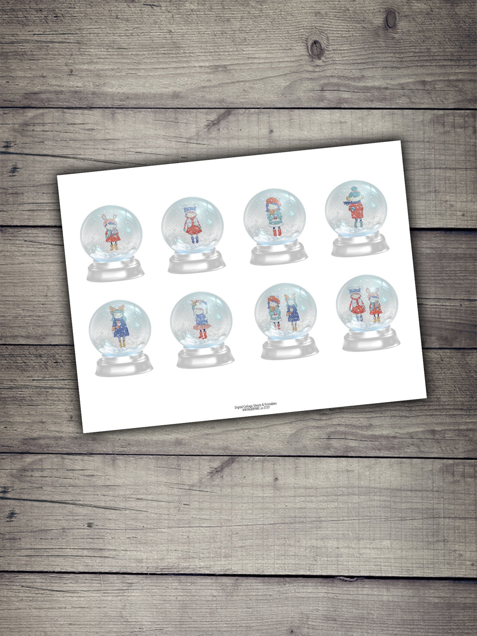DIGITAL Winter Snow Globes Clipart Digital Collage Sheet - Etsy