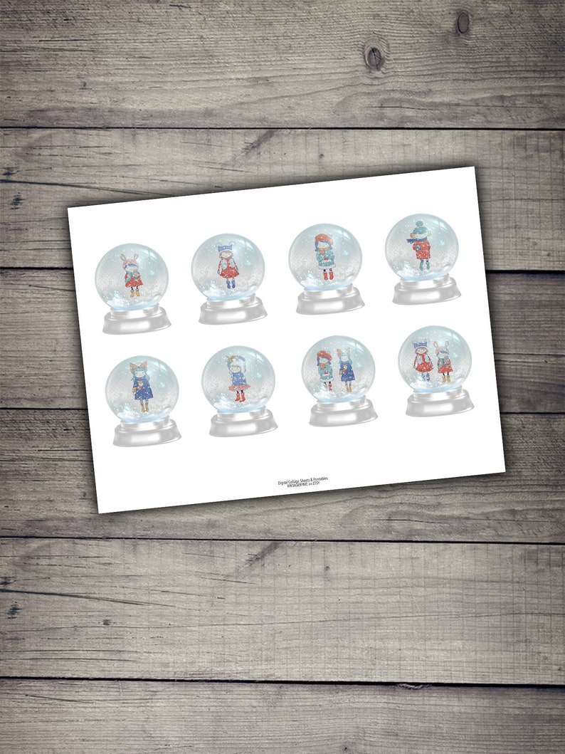 DIGITAL Winter Snow Globes Clipart Digital Collage Sheet - Etsy