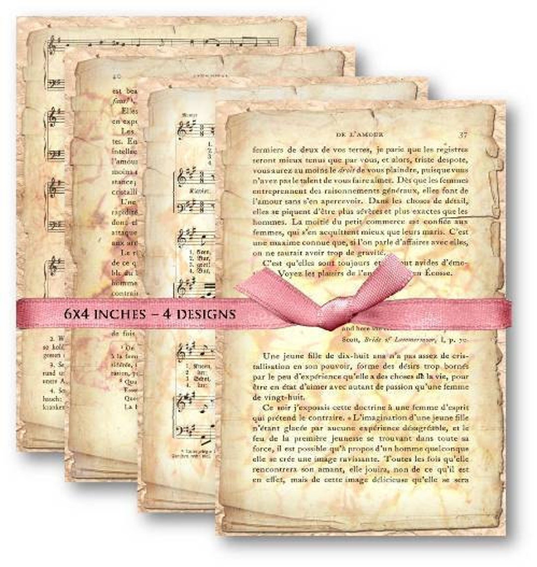 DIGITAL French Book Pages Digital Collage Sheet Download -465- Digital ...