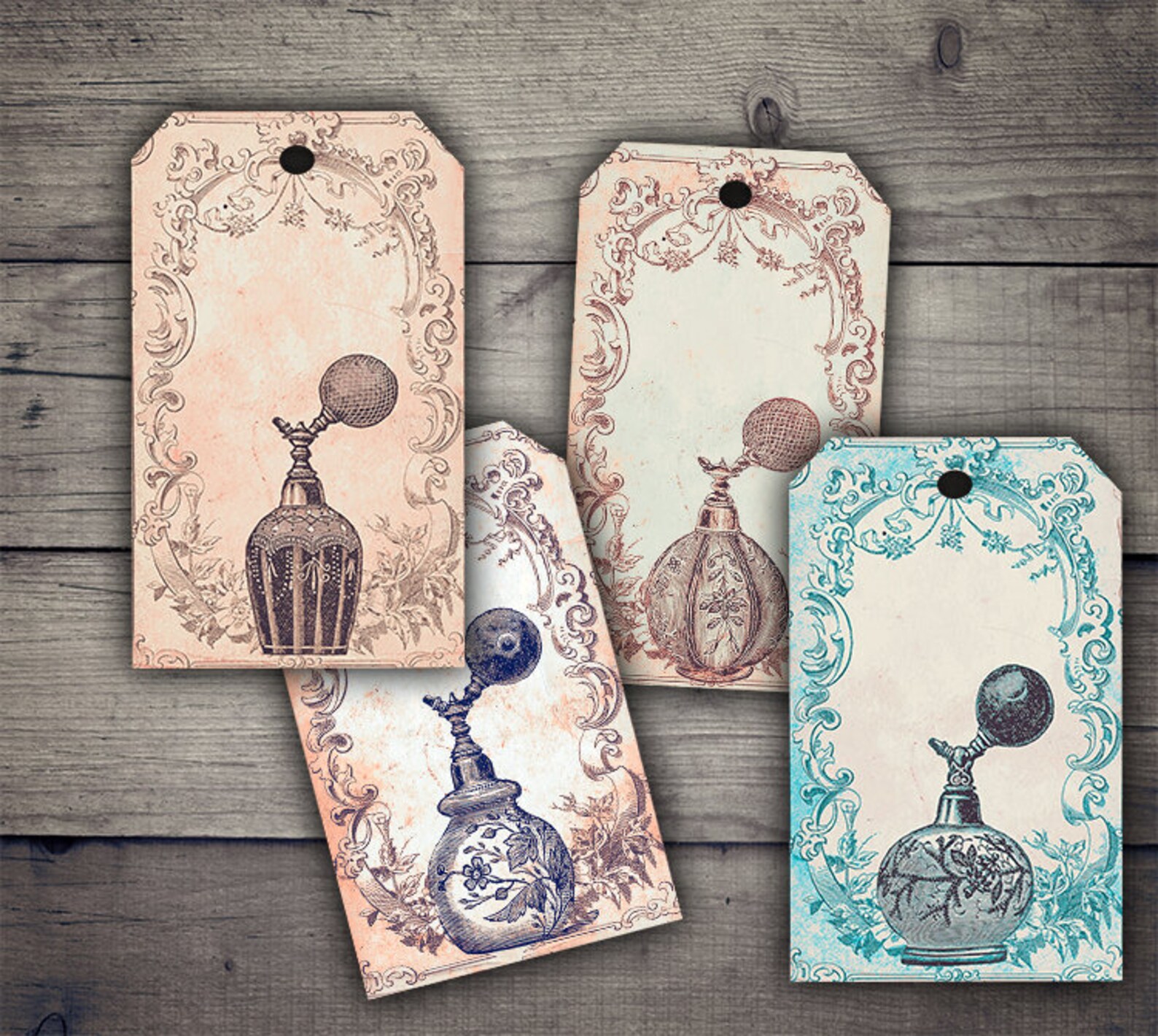 DIGITAL Antique Perfume Bottle Gift Tags Digital Collage - Etsy