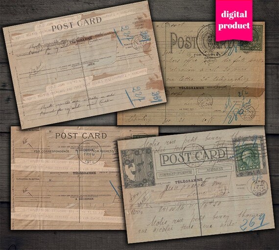 DIGITAL Vintage Telegram Postcards Printable Vintage - Etsy