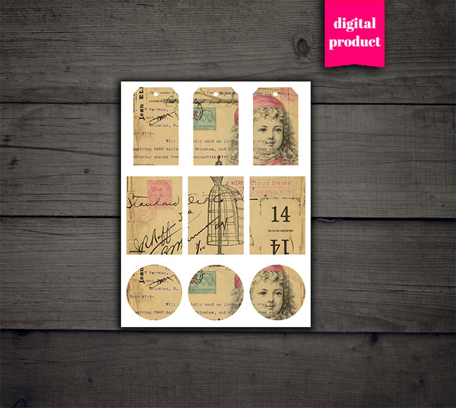 DIGITAL Vintage Junk Journal Kit Printable Grunge Ephemera - Etsy