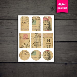 DIGITAL Vintage Junk Journal Kit - Printable Grunge Ephemera Download ...