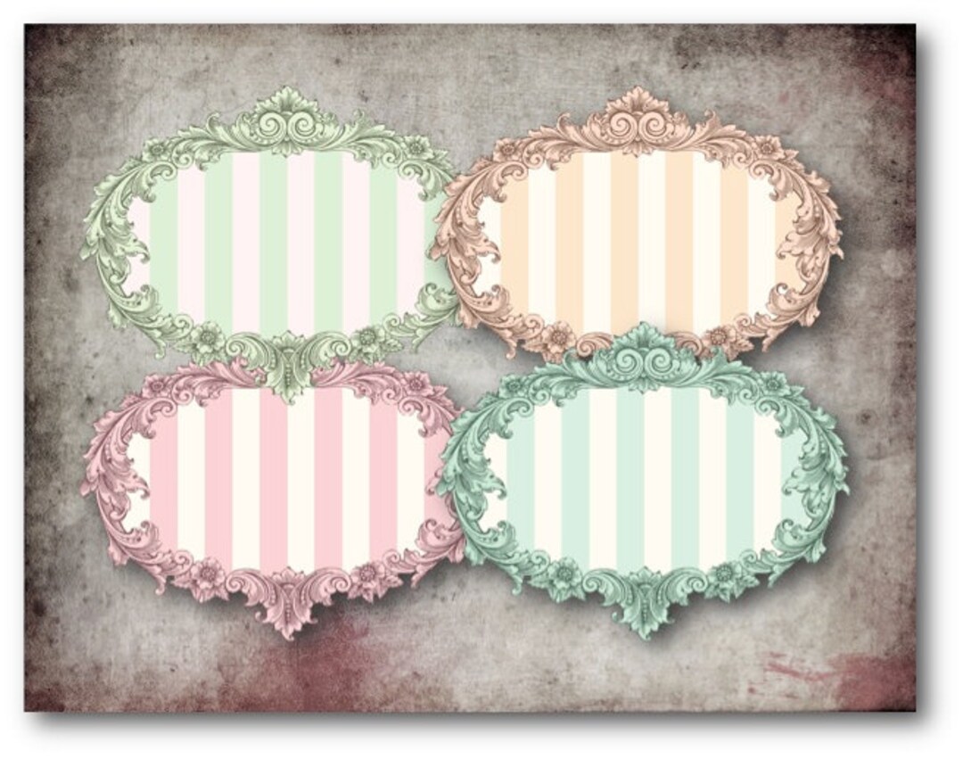 DIGITAL Pastel Stripe Labels Digital Collage Sheet Download -345 ...