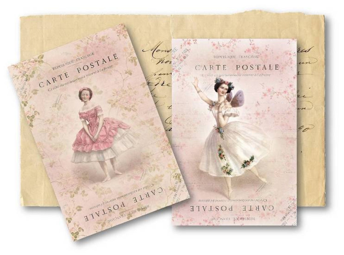 DIGITAL Ballerina Postcards Digital Collage Sheet Download | Etsy