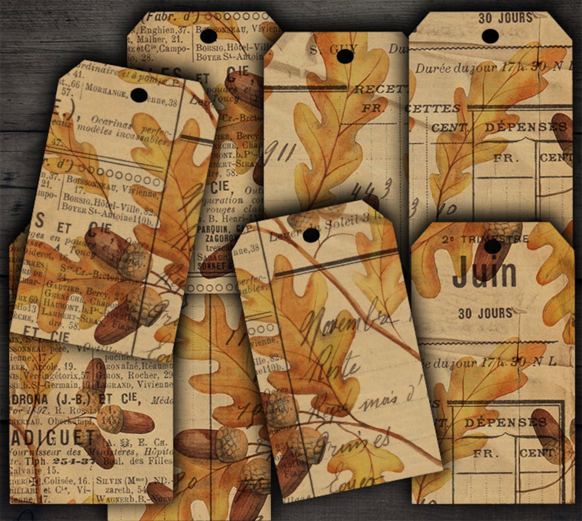 DIGITAL Vintage Fall Tags Digital Collage Sheet Download | Etsy